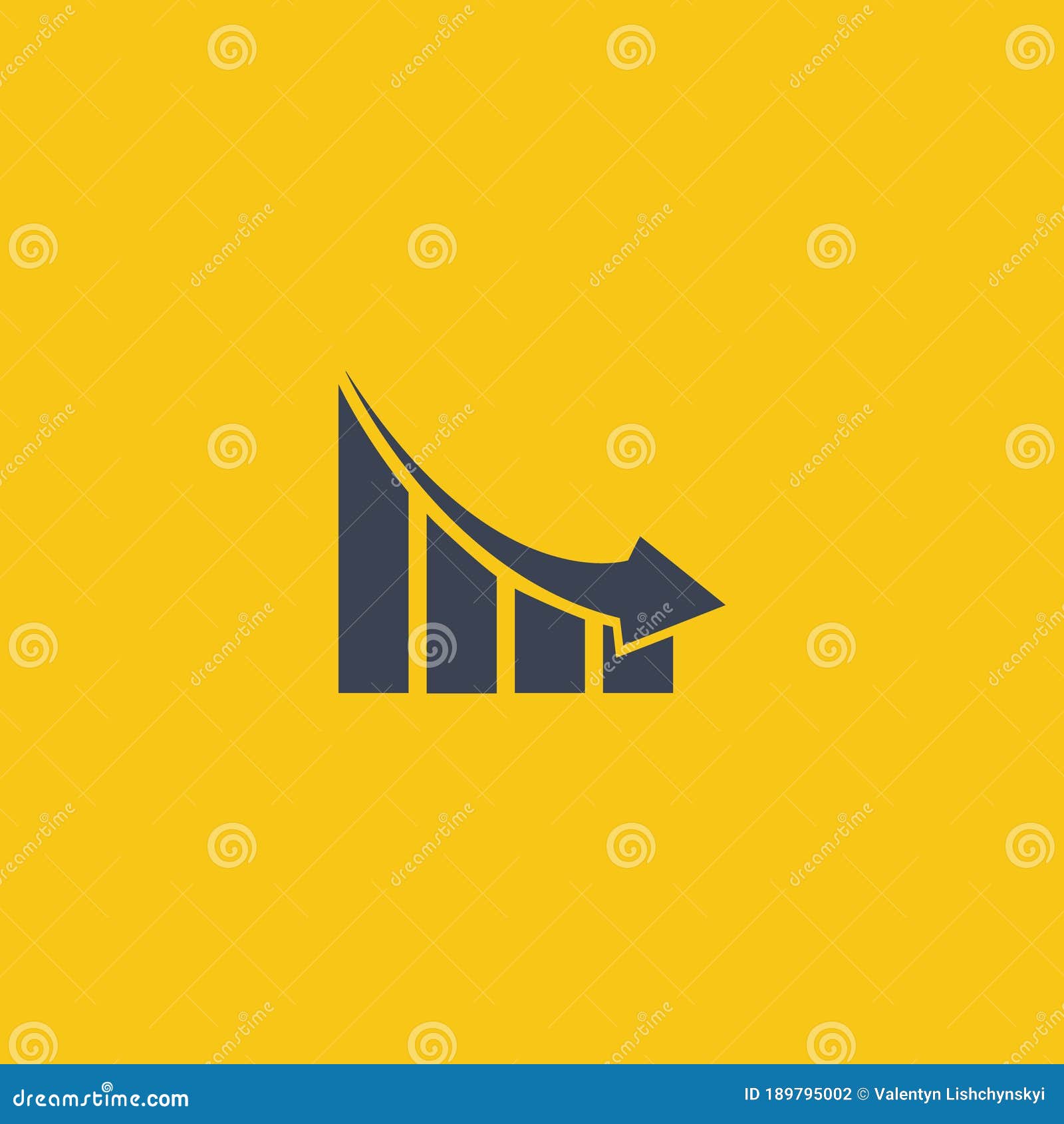 Falling Graph Down. Simple Red Vector Symbol in Flat Style on Orange ...