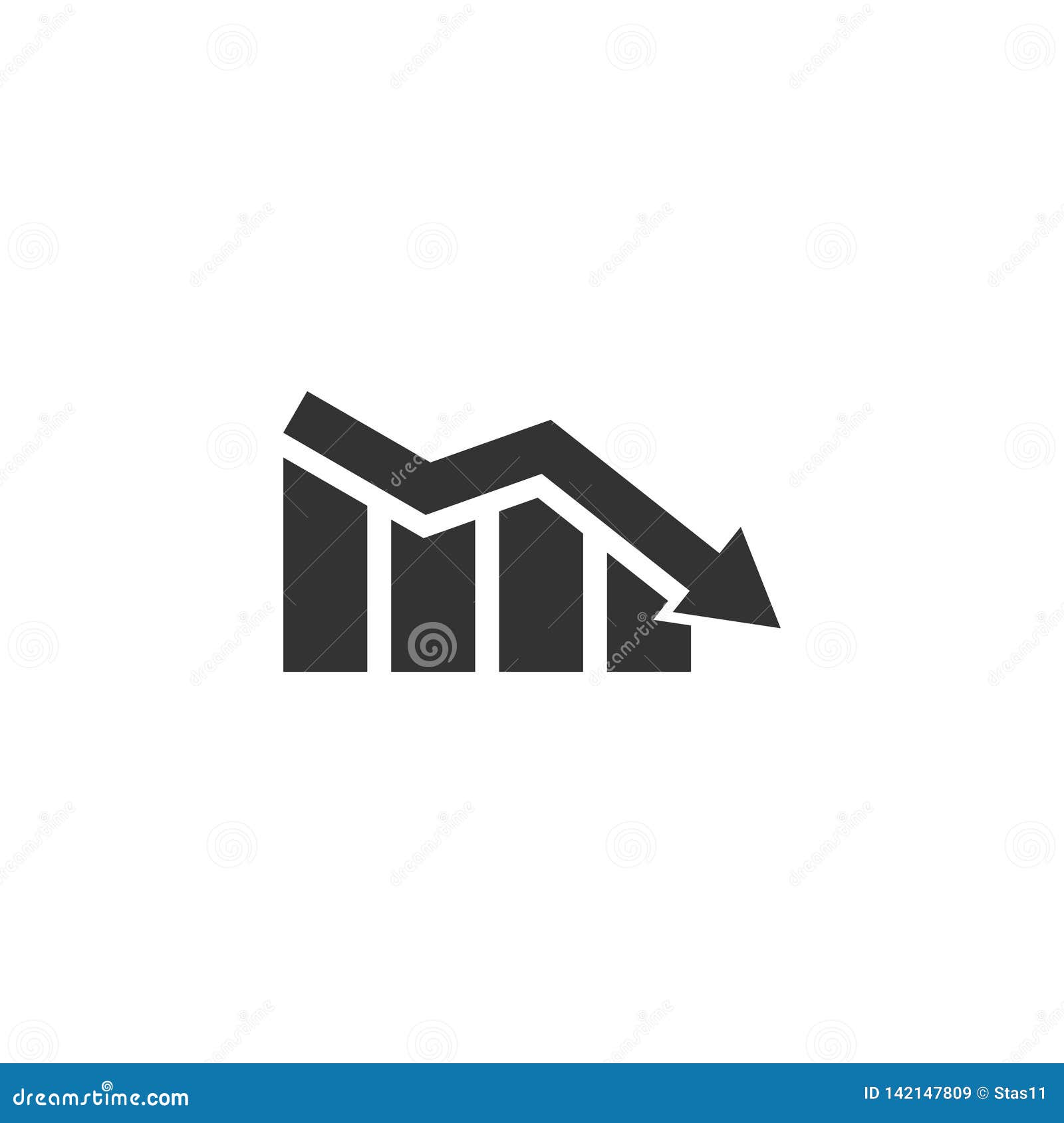 Falling Graph Icon in Simple Design. Vector Illustration Stock Vector ...
