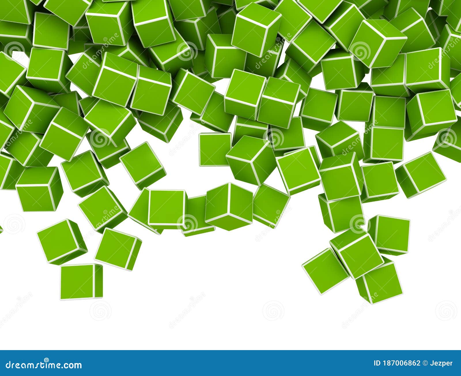 Falling Green Boxes Isolated on White Background Stock Illustration ...