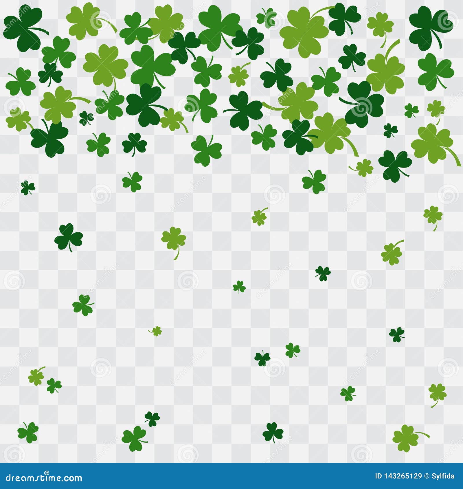 Falling Green Clover Leaves on Transparent Background. Vector Stock ...