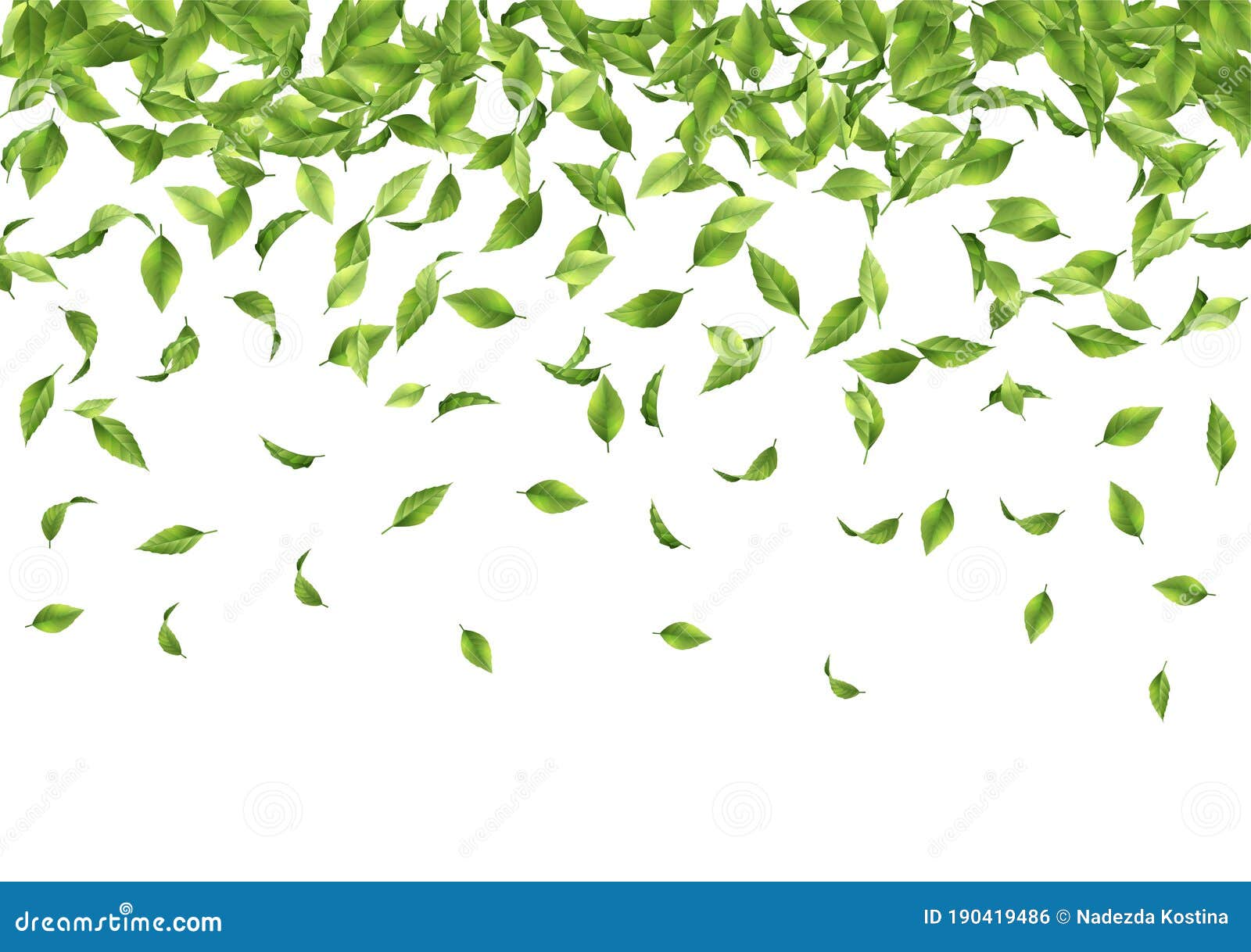 Falling Green Leaves. Fresh Tea Random Leaves Flyi Vector Illustration ...
