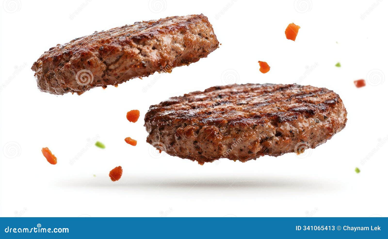 Falling Grilled Hamburger Meat Stock Illustration - Illustration of ...