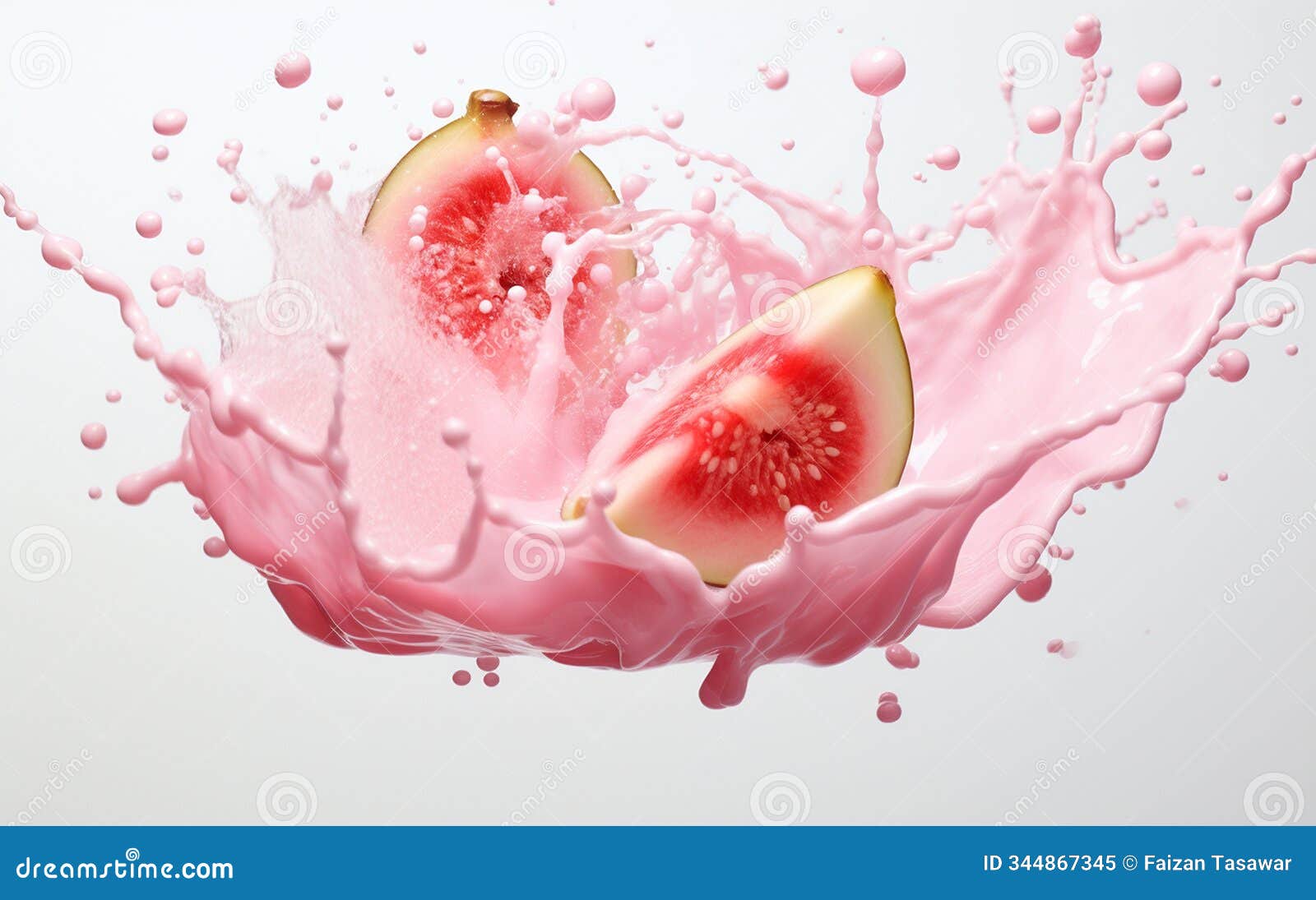 Falling Guava with Milk Splash on Clear Background Stock Illustration ...