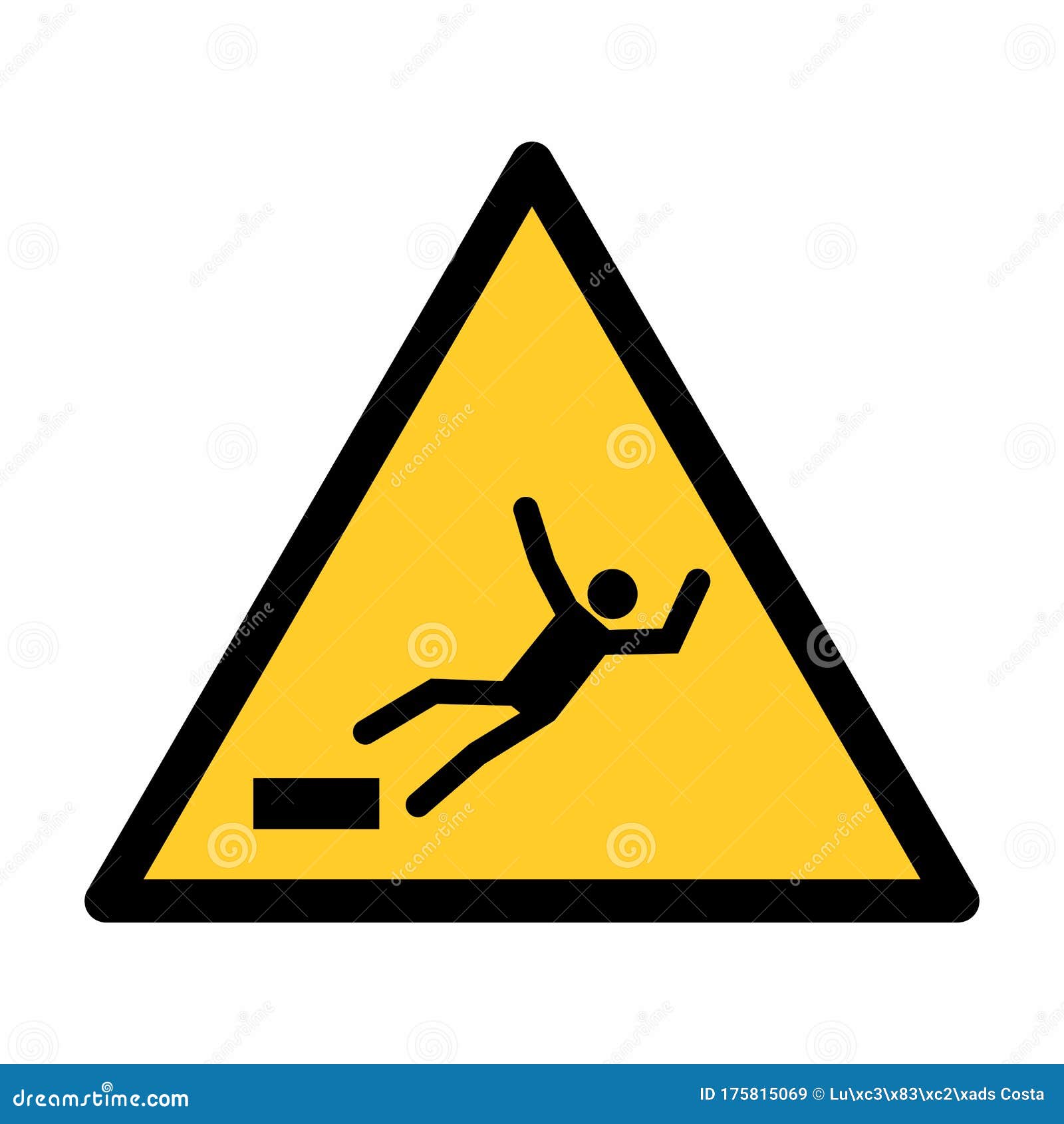 Falling hazard sign stock illustration. Illustration of figure - 175815069