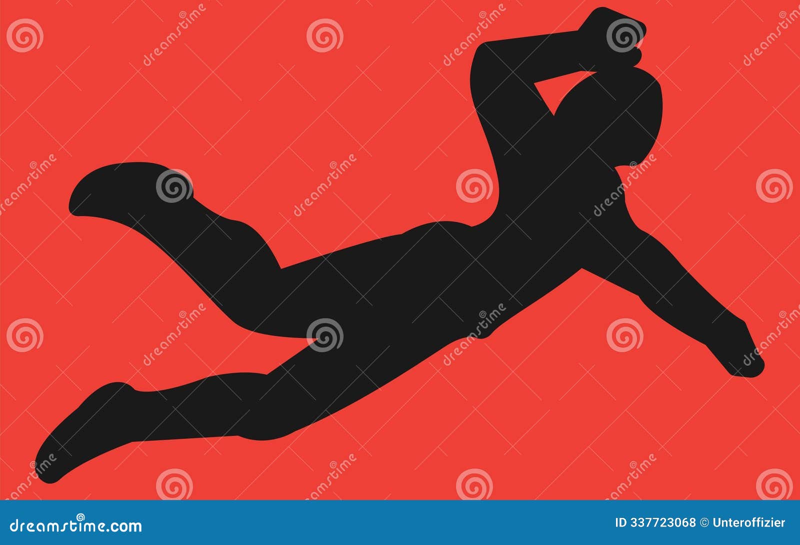 A Falling Human All Bold Black Silhouette Set Against a Red Backdrop ...