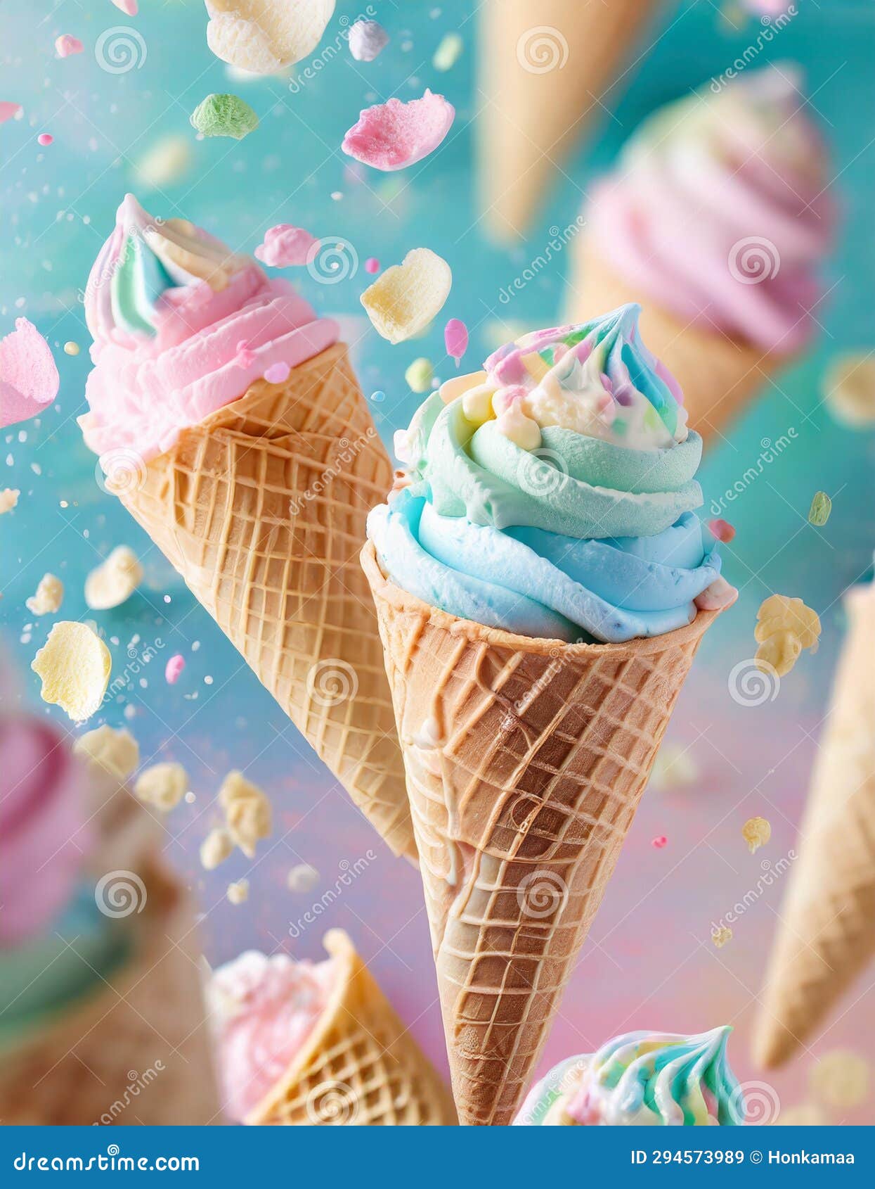 Falling ice cream cones stock illustration. Illustration of food ...
