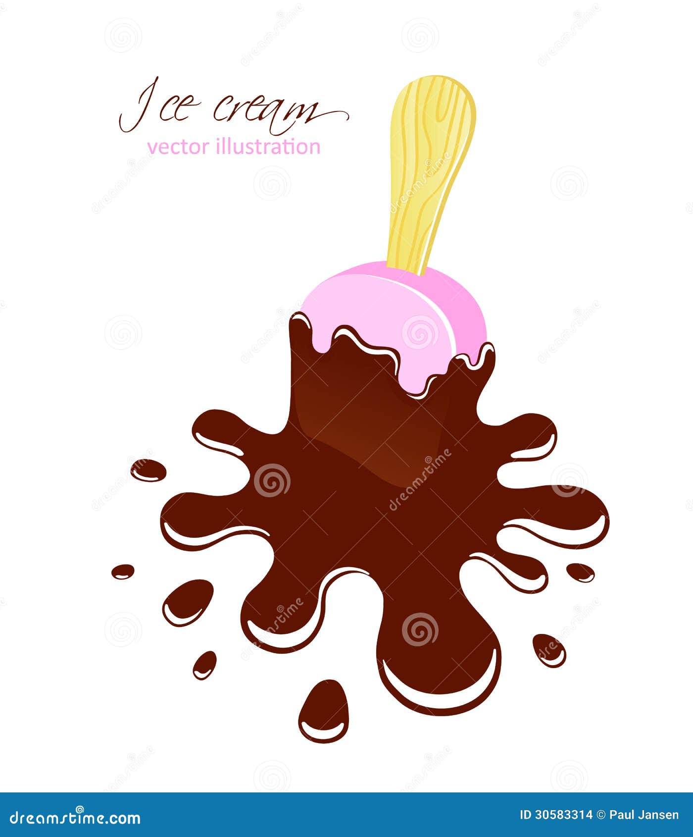 Falling Ice Cream Isolated on White Stock Vector - Illustration of pink ...