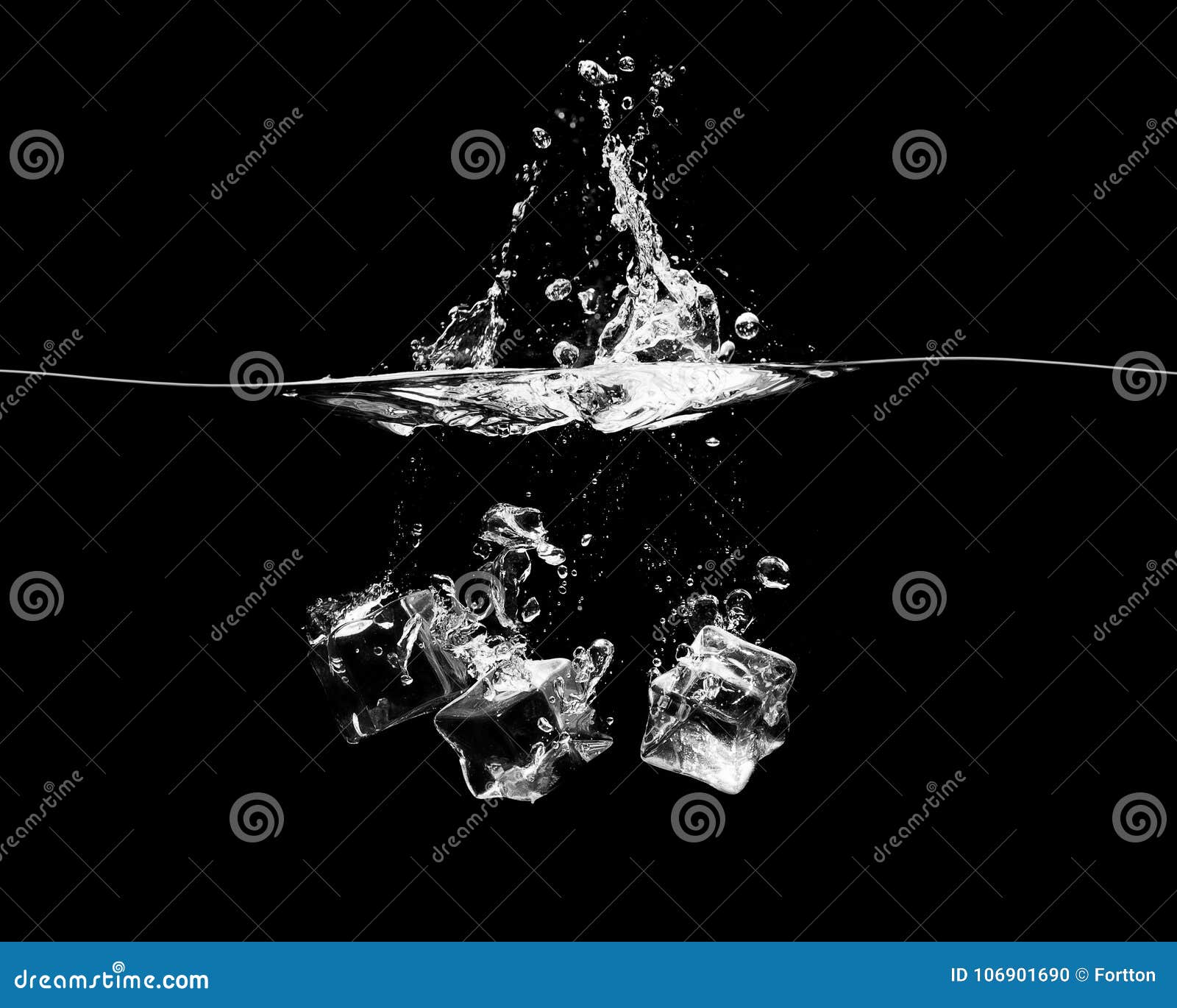 Falling Ice Cubes on a Black Background Stock Photo - Image of splashes ...