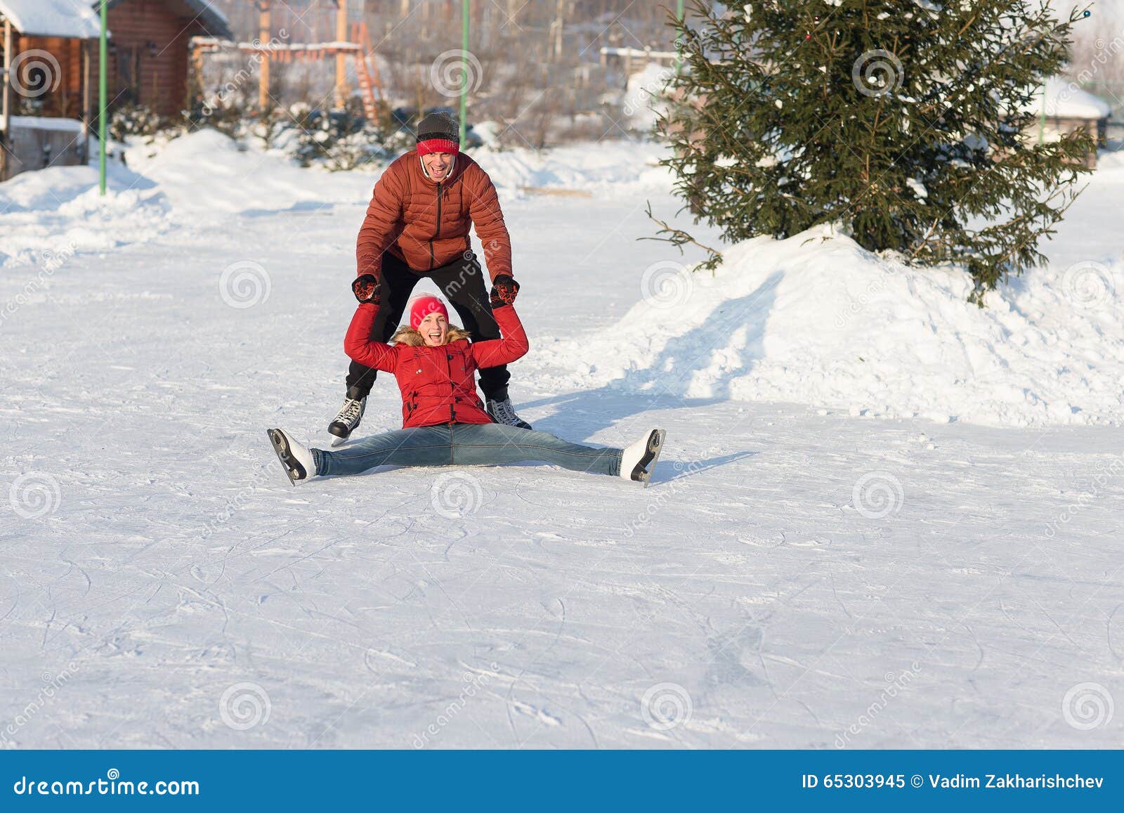 Falling Ice Skating Rink in the Winter Stock Image - Image of lifestyle ...