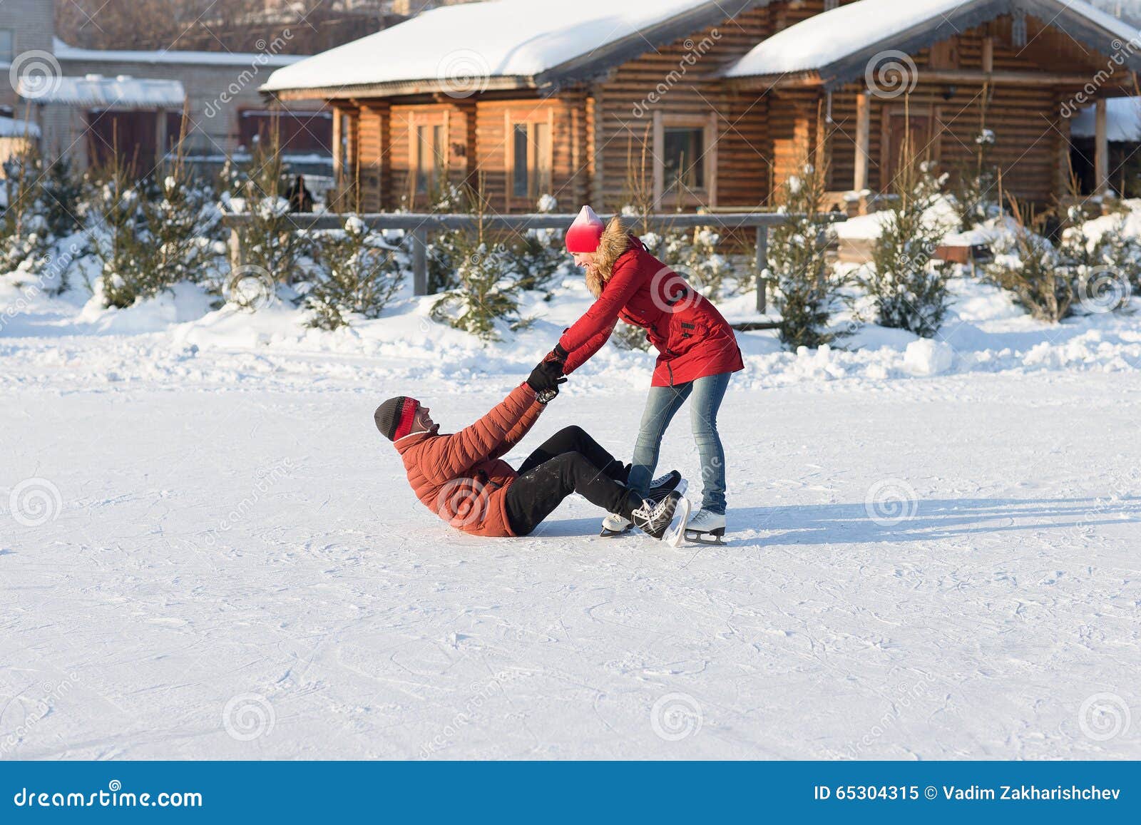 Falling Ice Skating Rink in the Winter Stock Image - Image of iceskates ...