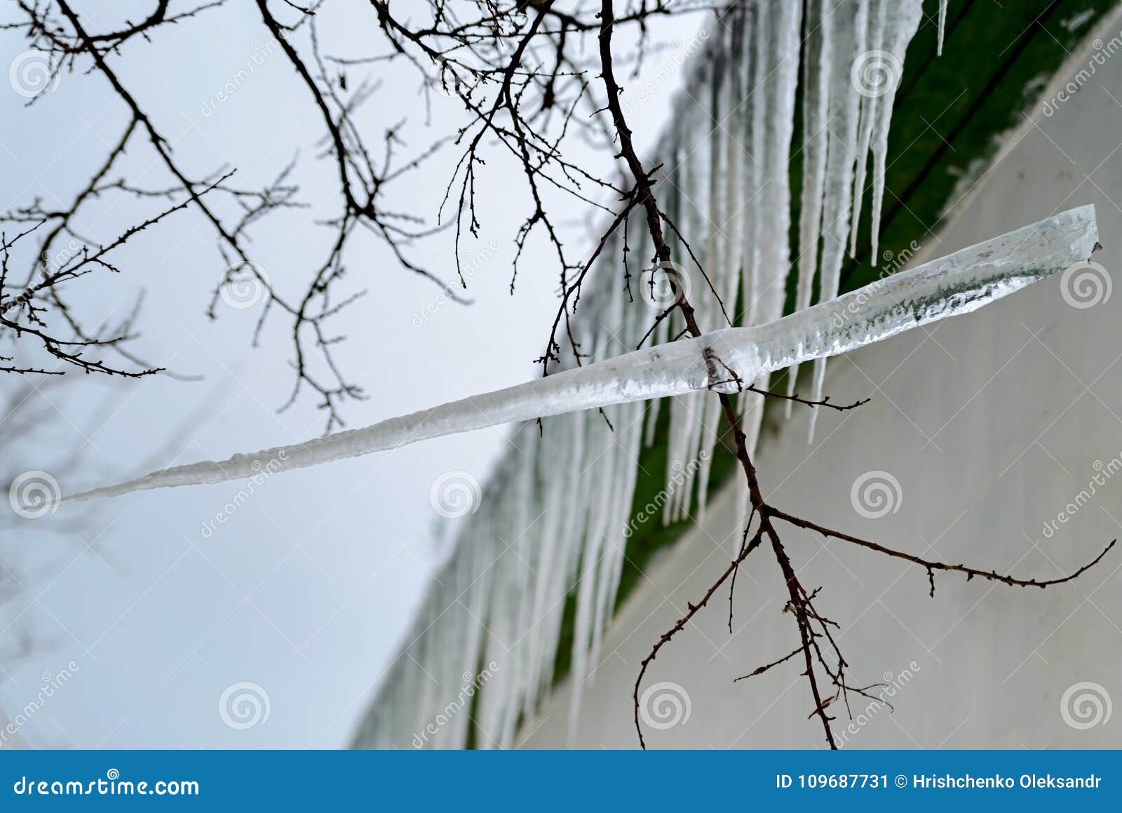 Falling Icicles from the Roof Stock Image - Image of eaves, cold: 109687731