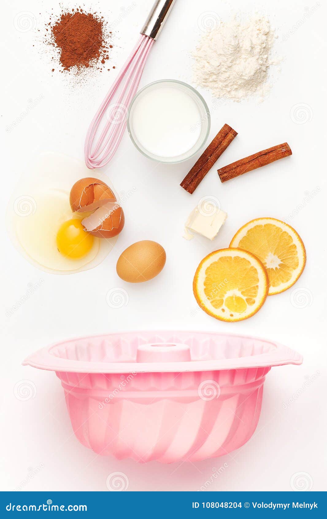 The Falling Ingredients of Pie or Cake on White Background Stock Photo ...