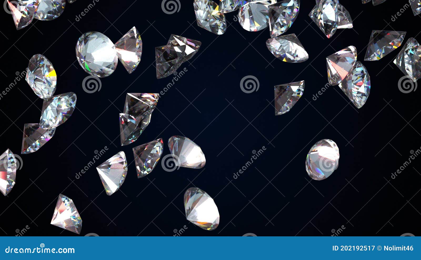 Falling Large Diamonds, Computer Generated. 3d Render of Beautiful ...