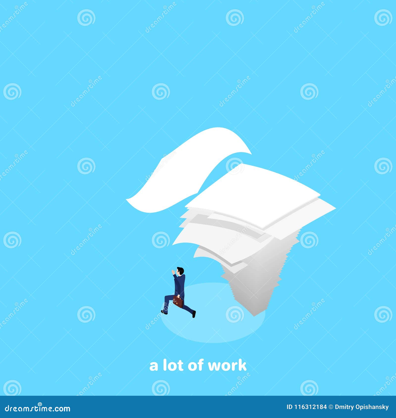 A Falling Large Stack of Paper on a Runaway Man in a Business Suit ...