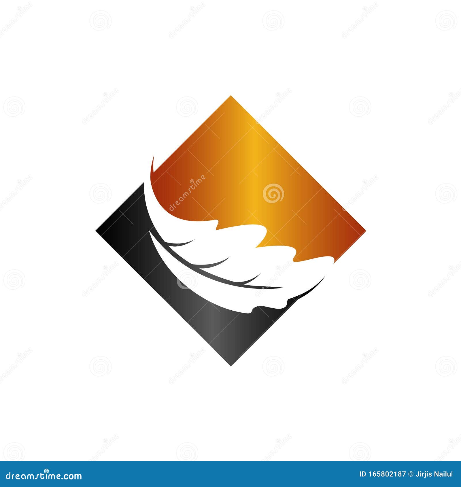 Falling Leaf Logo Vector Illustration. Square with Negative Style Leaf ...