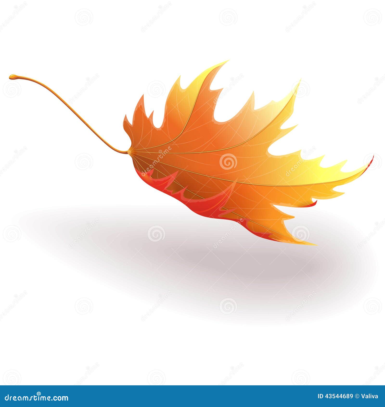 Falling leaf stock vector. Illustration of painting, colored - 43544689