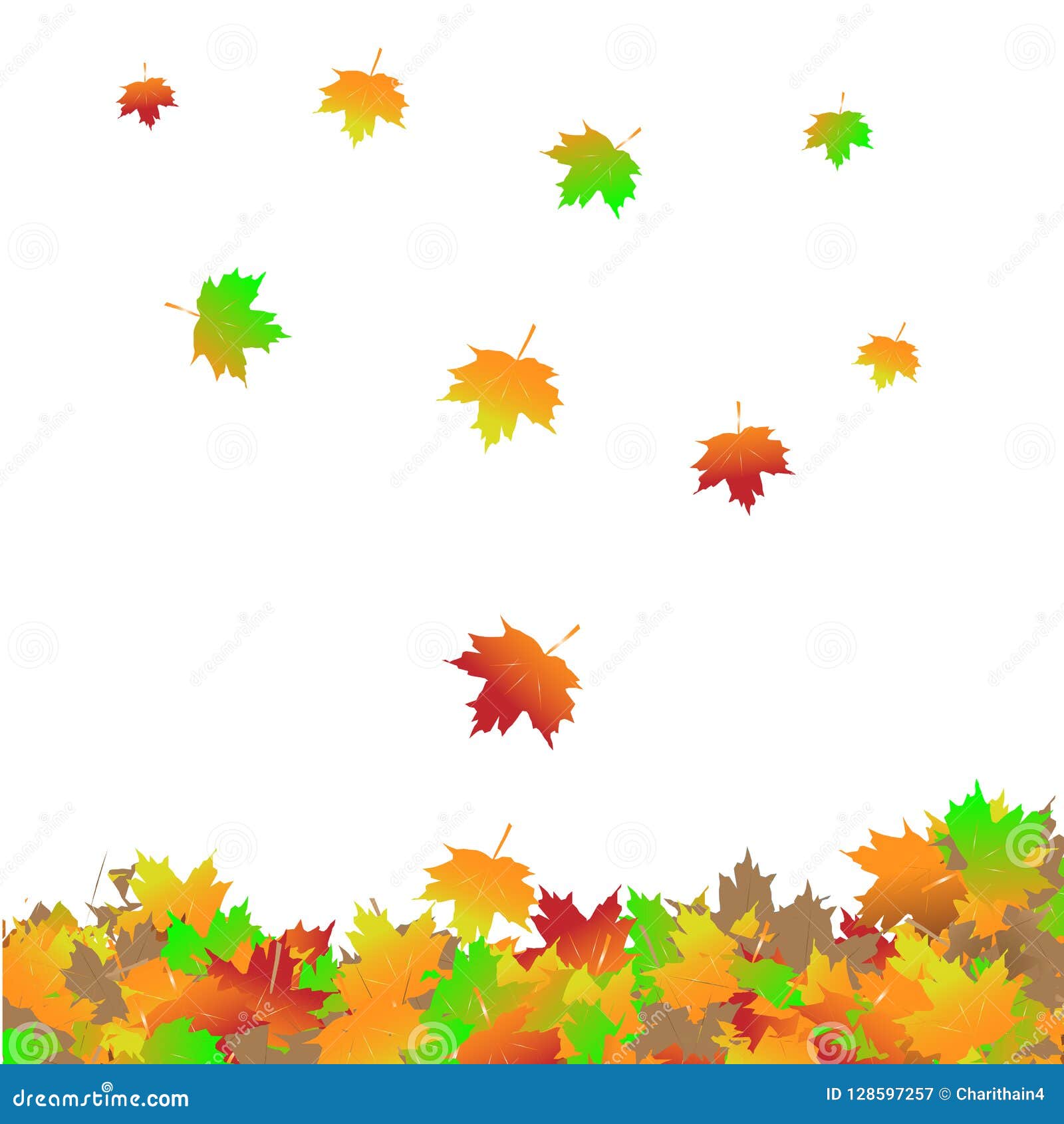 Autumn Falling Leaves stock vector. Illustration of white - 128597257