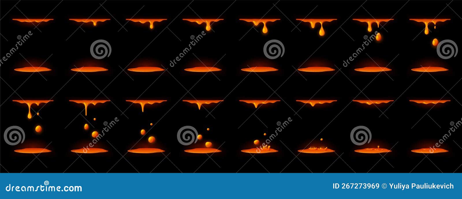 Falling Liquid Lava Drops Animation Sprite Sheet Stock Illustration ... Falling Liquid Lava Drops Animation Sprite Sheet Stock Illustration ...