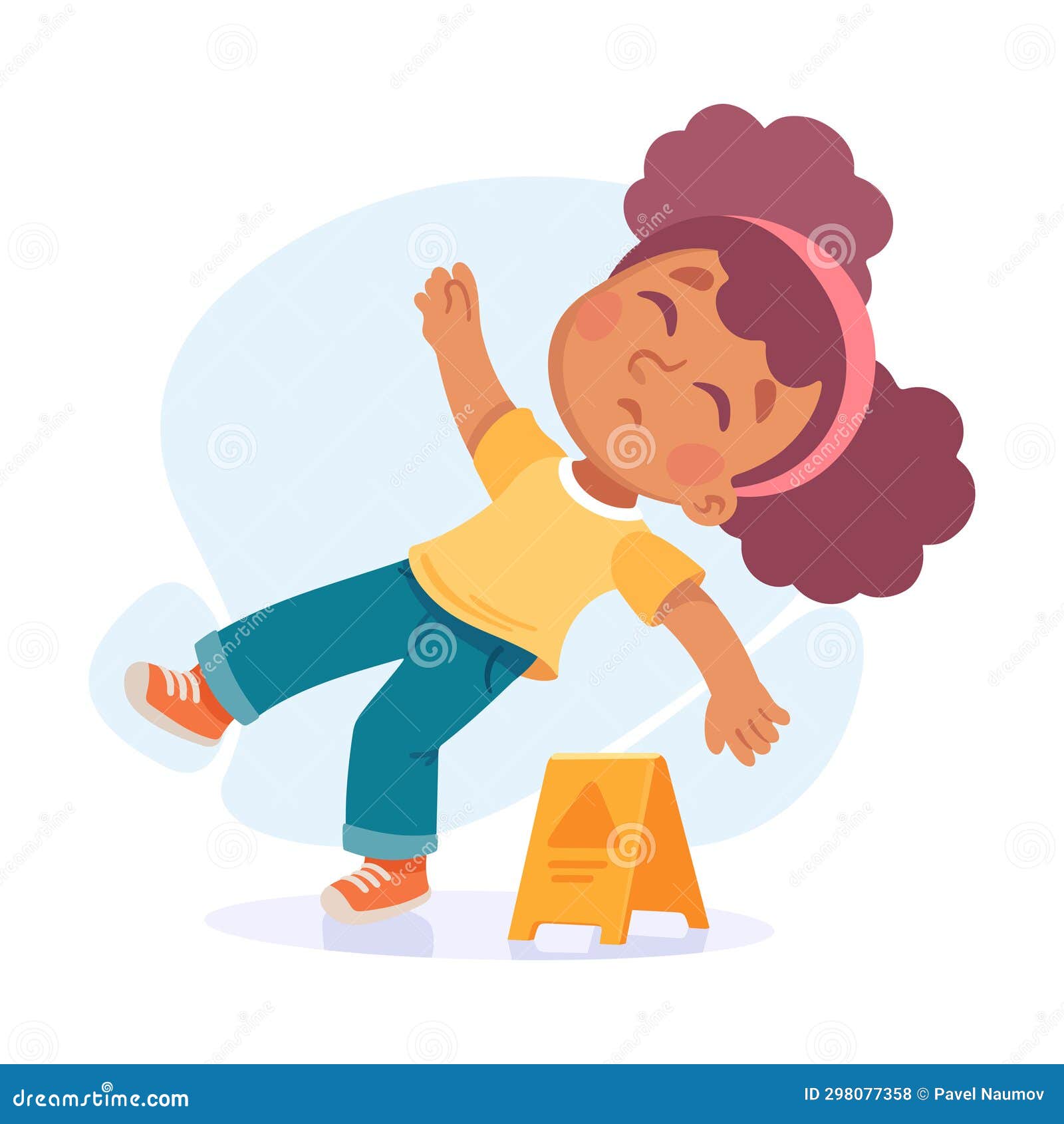 Falling Little Girl Character Slip on the Ground Vector Illustration ...