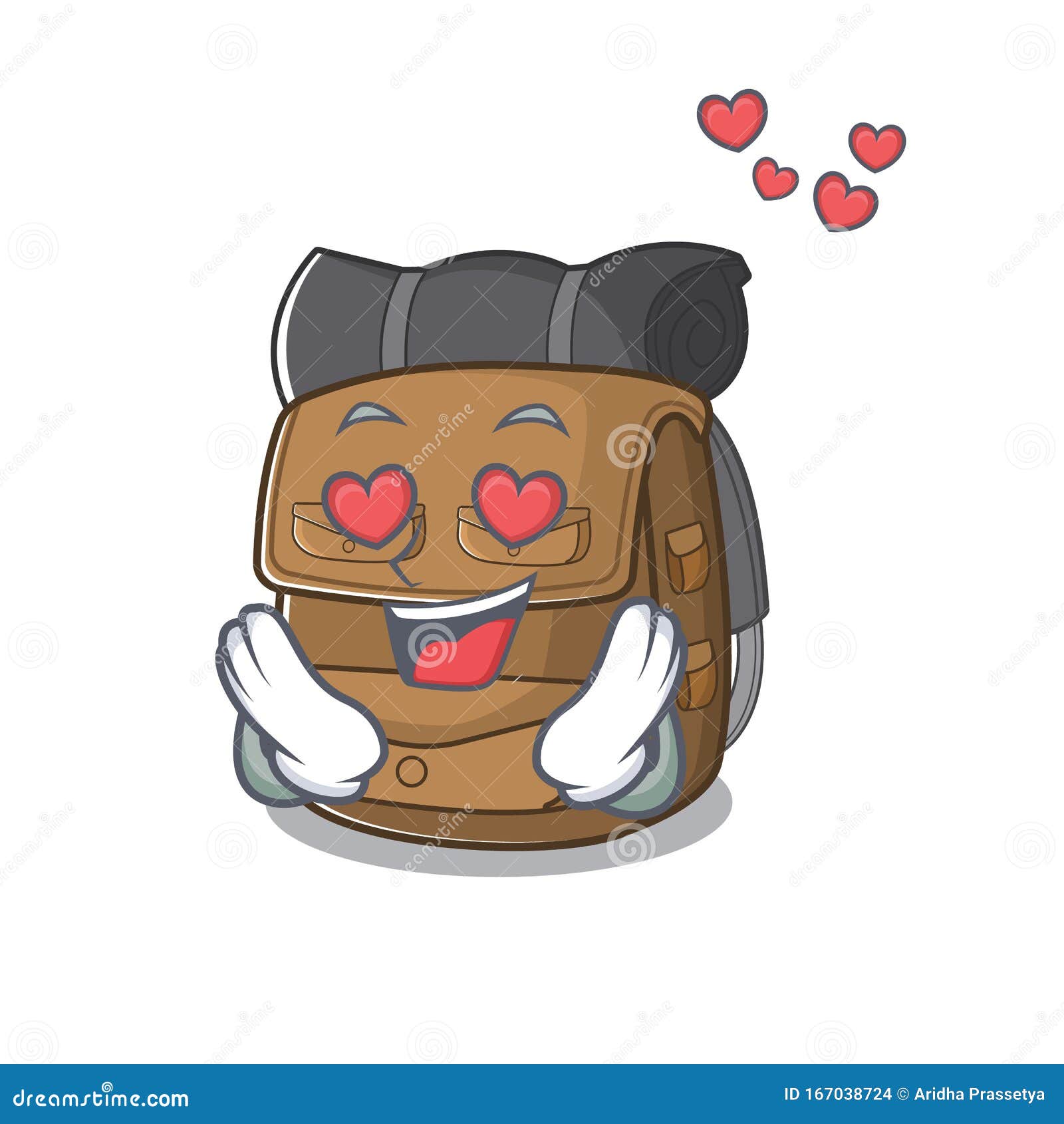 Cute Hiking Backpack Scroll Cartoon Character Thumbs Up With Board ...