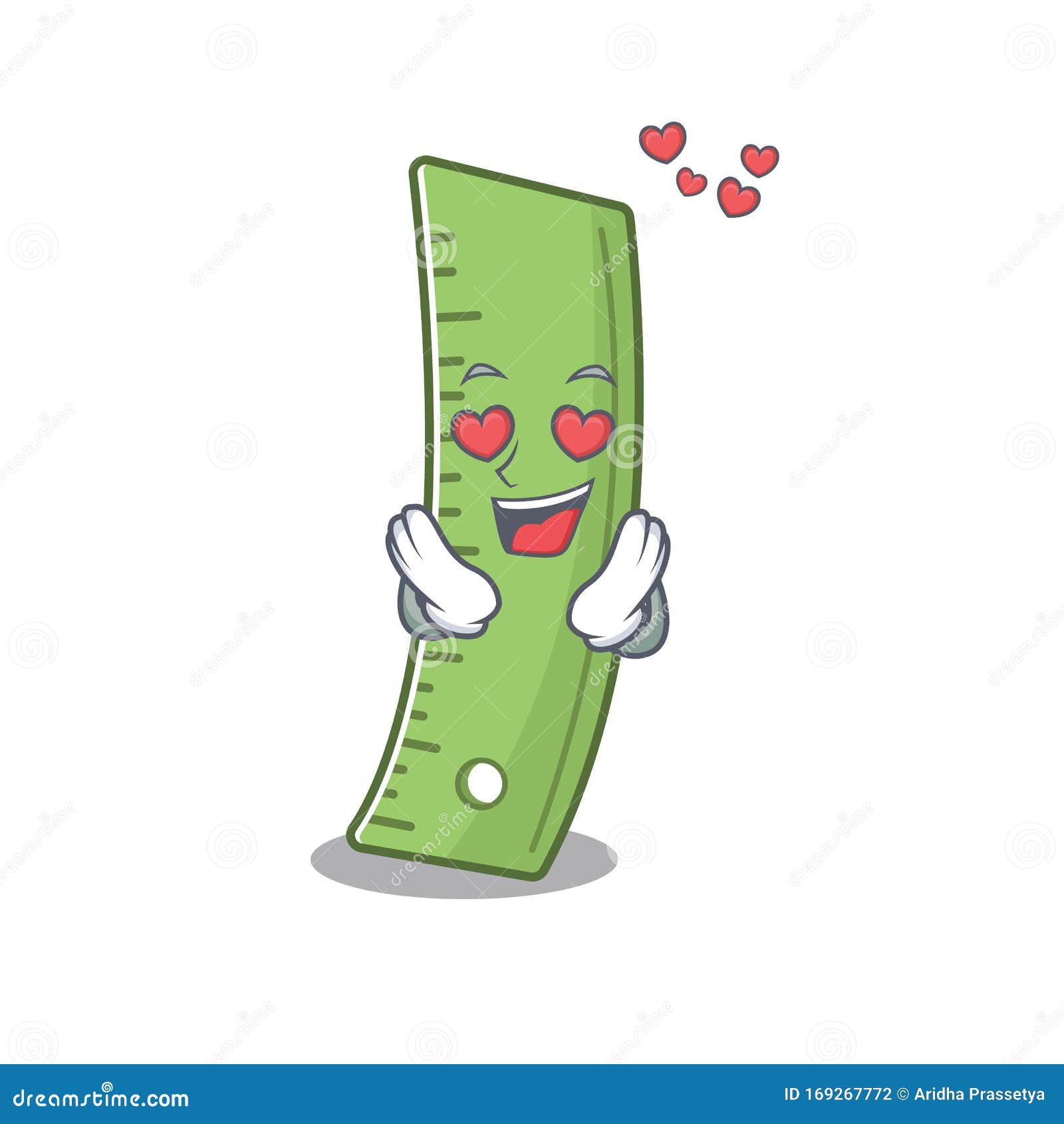 Falling In Love Cute Ruler Cartoon Character Design Vector Illustration ...