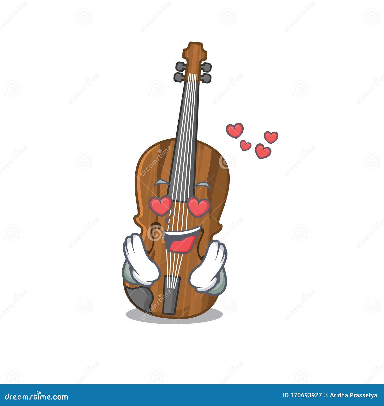Falling in Love Cute Violin Cartoon Character Design Stock Vector ...