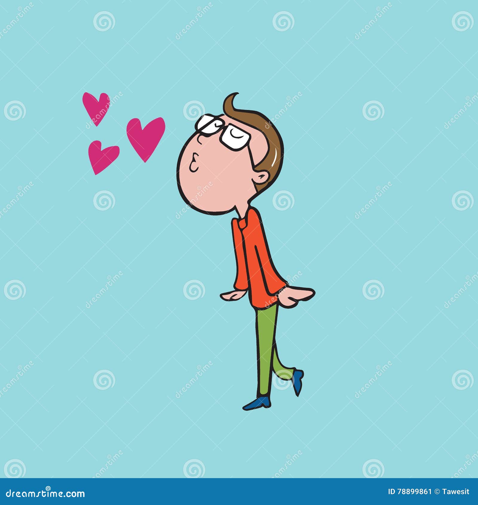 Falling in Love Man Cartoon Drawing Stock Vector - Illustration of ...