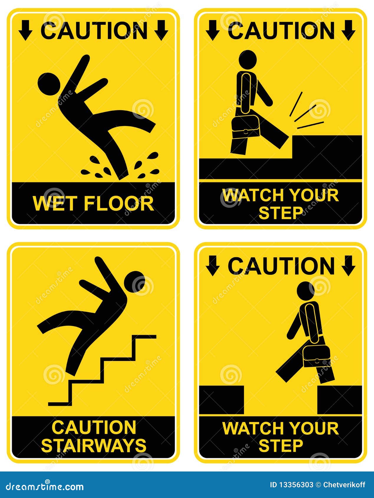 Falling man - caution sign stock vector. Image of yellow - 13356303
