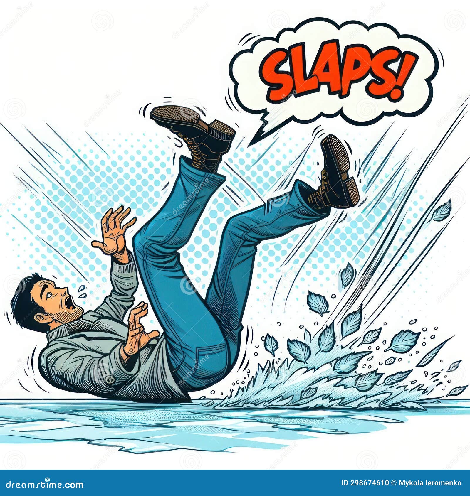 A falling man who slipped. stock photo. Image of tumble - 298674610