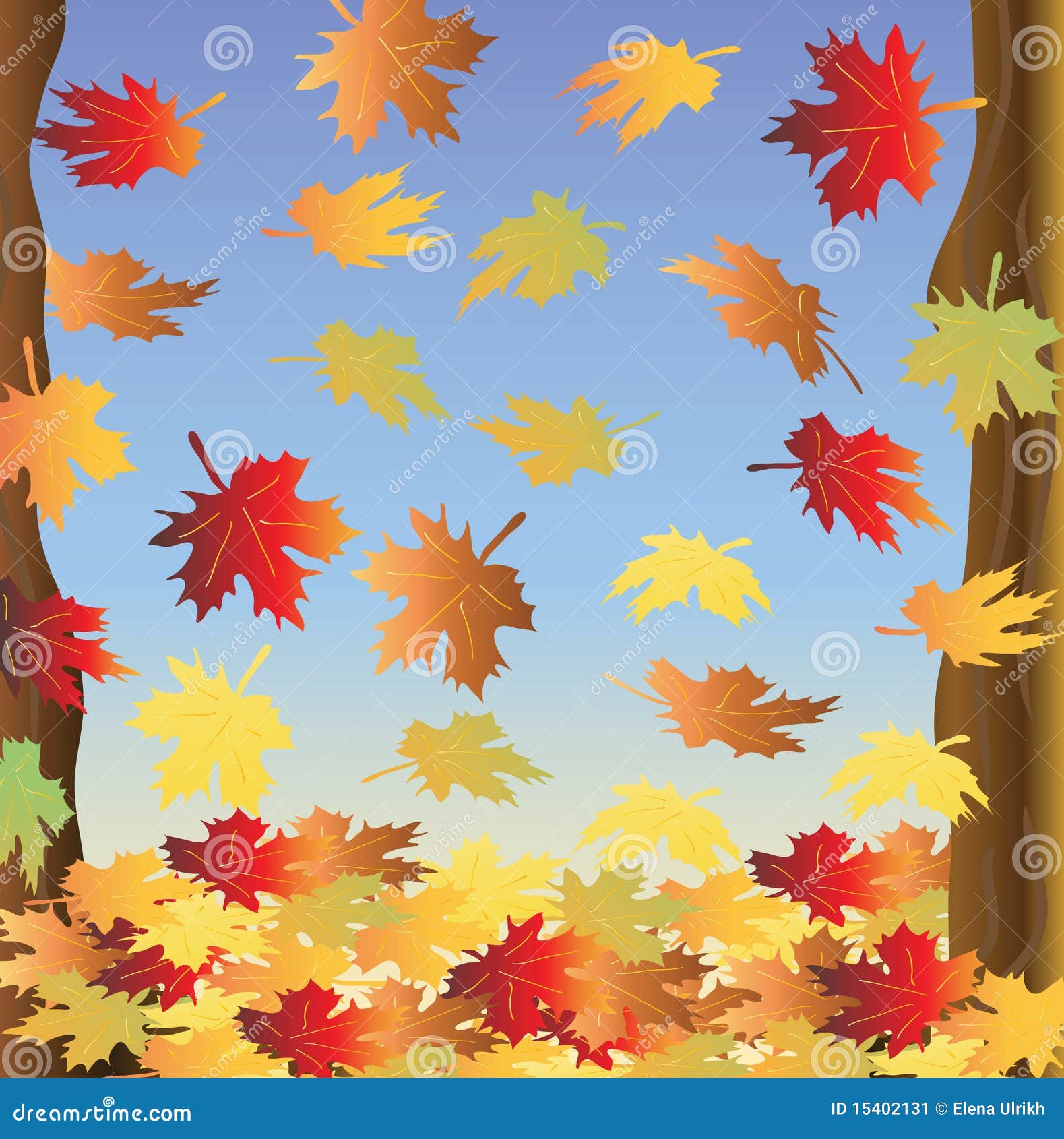 Falling maple leaves stock vector. Illustration of background - 15402131
