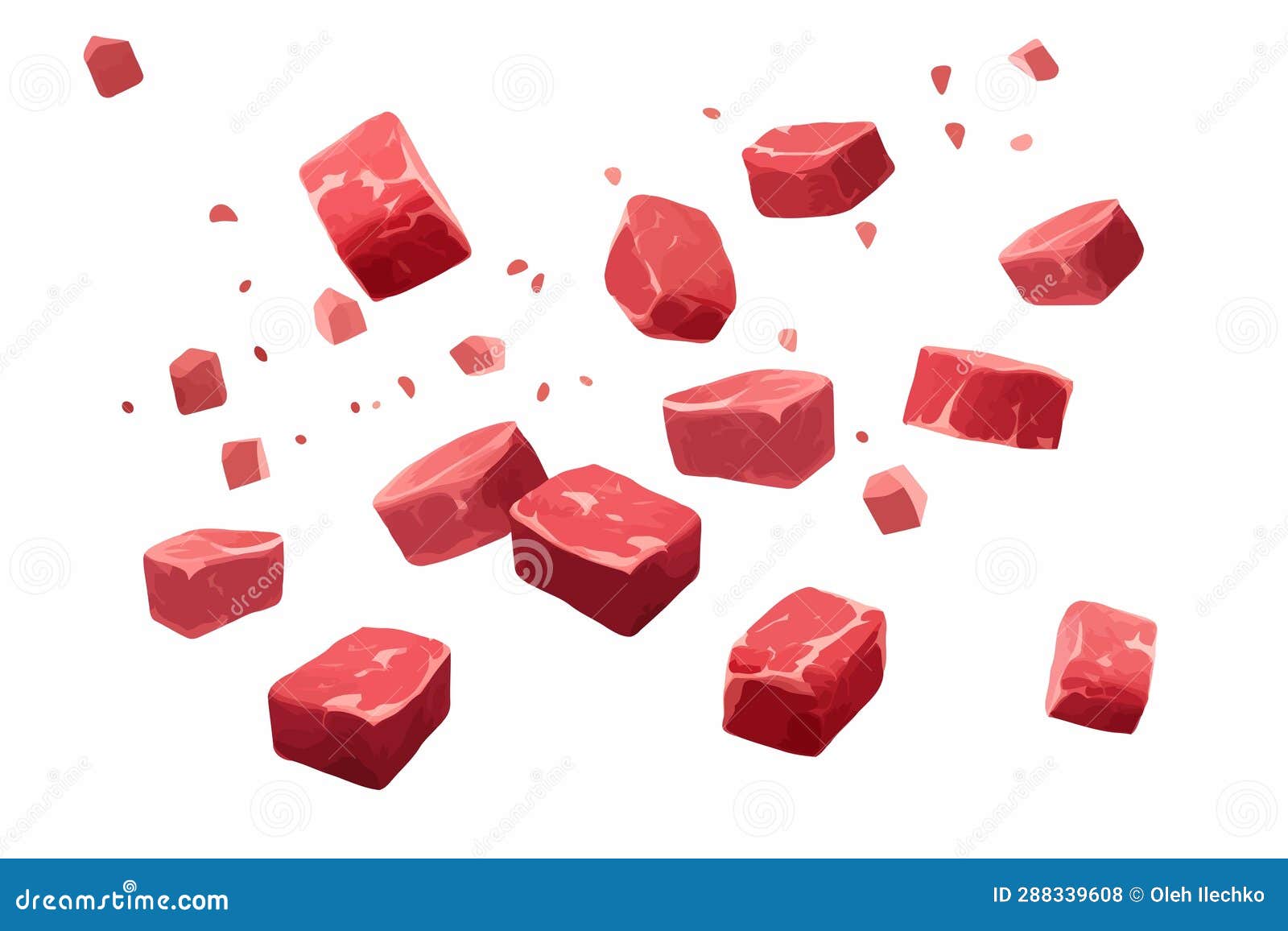 Falling Meat Beef Cubes Vector Flat Isolated Illustration Stock Vector Illustration Of Protein