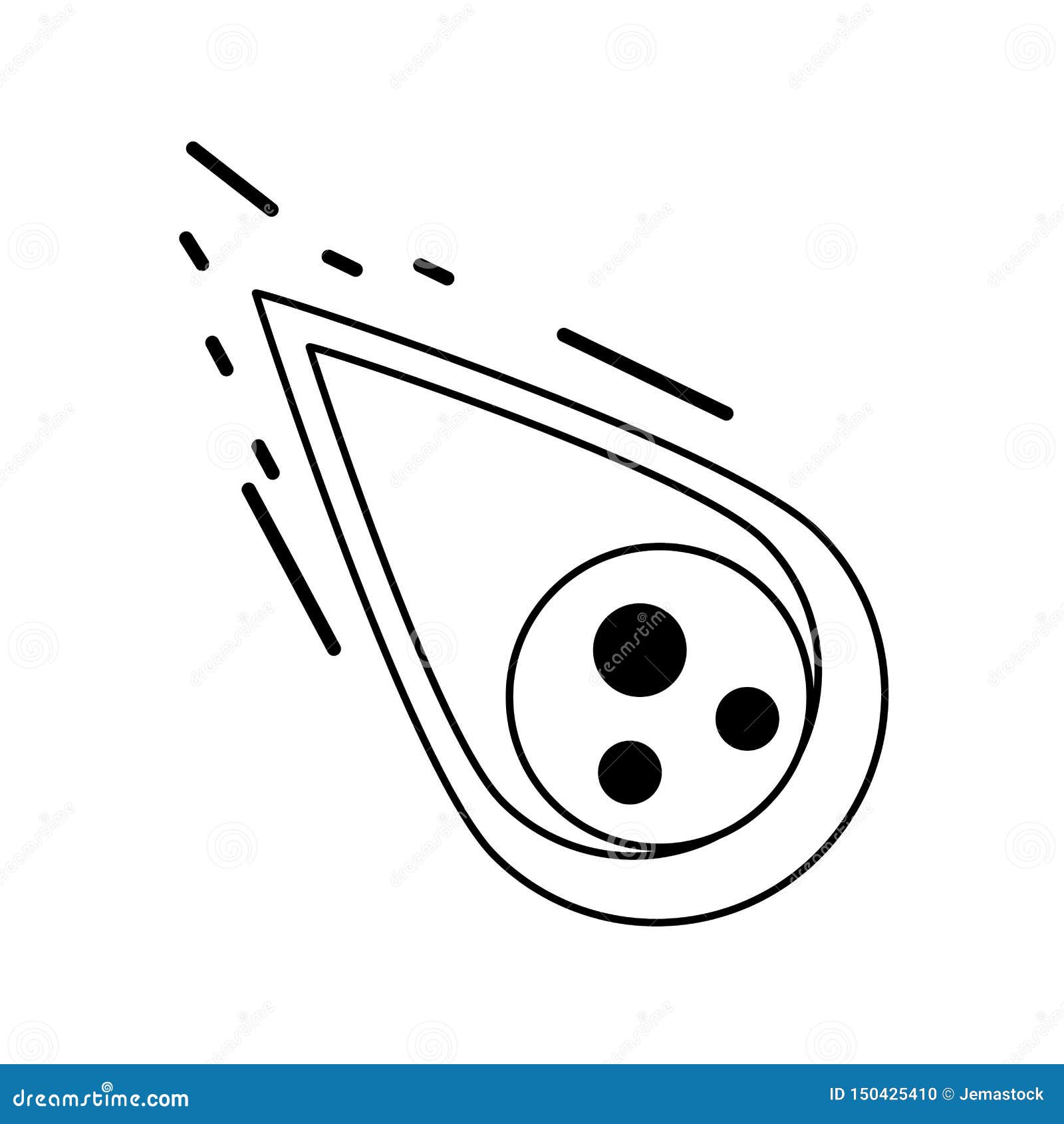 Falling Meteor in Fire Symbol Isolated in Black and White Stock Vector ...