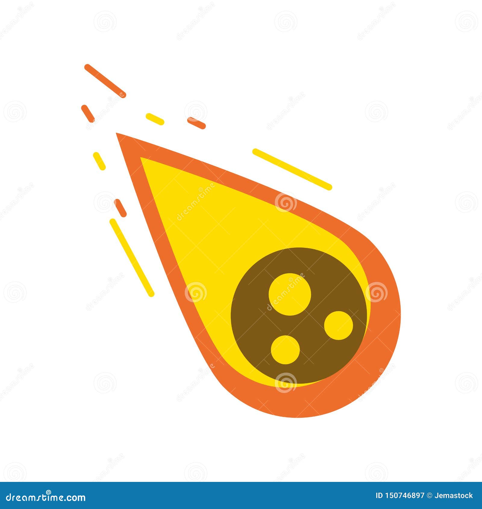 Falling Meteor in Fire Symbol Isolated Stock Vector - Illustration of ...