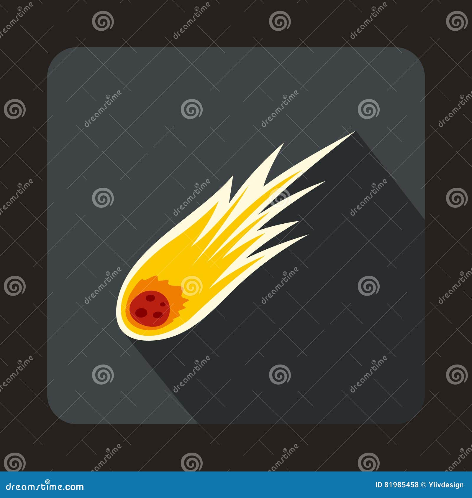 Falling Meteor with Long Tail Icon, Flat Style Stock Vector ...