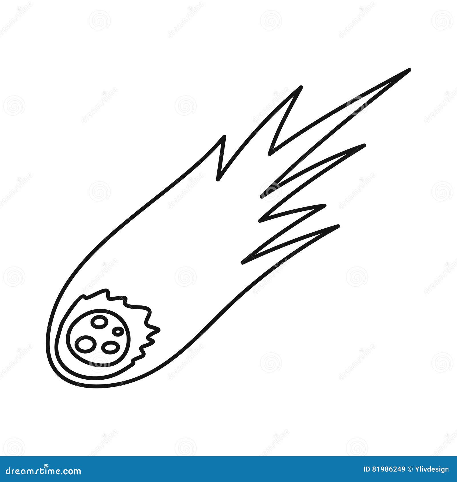 Falling Meteor with Long Tail Icon, Outline Style Stock Vector ...