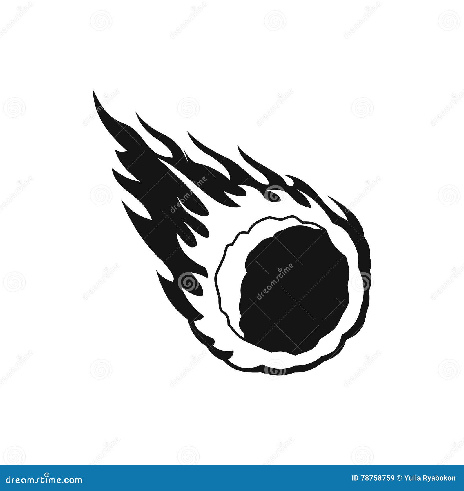 Falling Meteor with Long Tail Icon, Simple Style Stock Vector ...