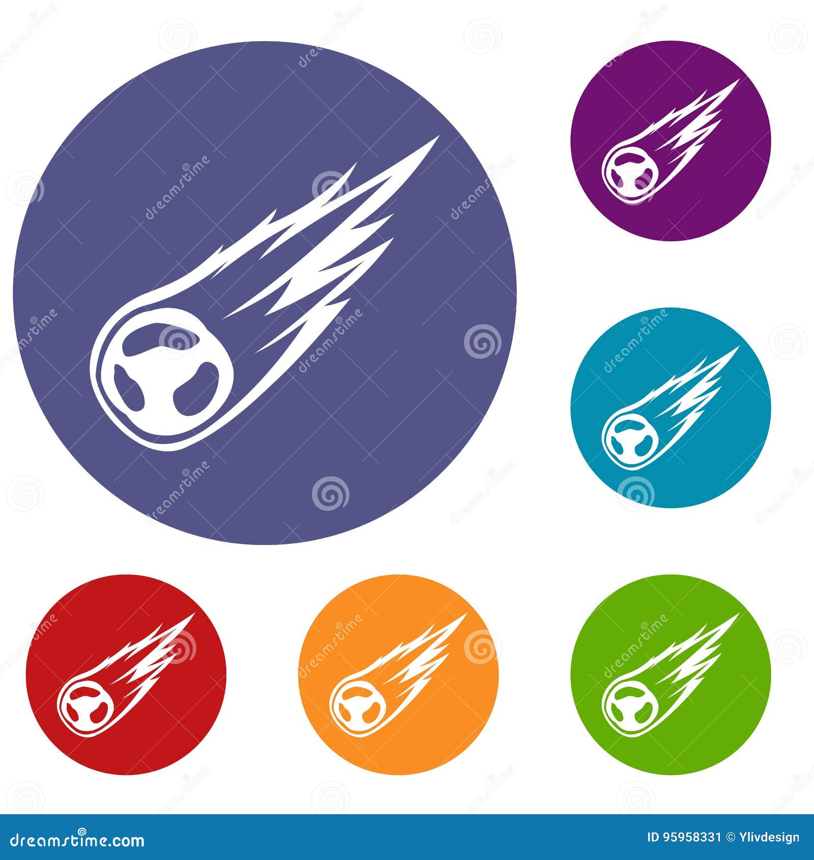 Falling Meteor with Long Tail Icons Set Stock Vector - Illustration of ...