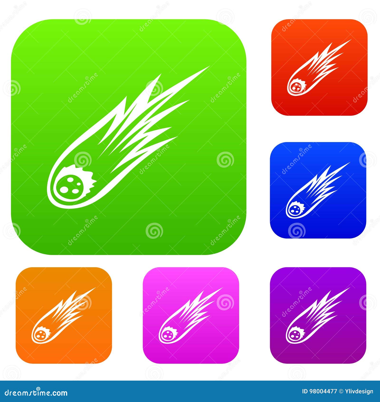 Falling Meteor with Long Tail Set Collection Stock Vector ...