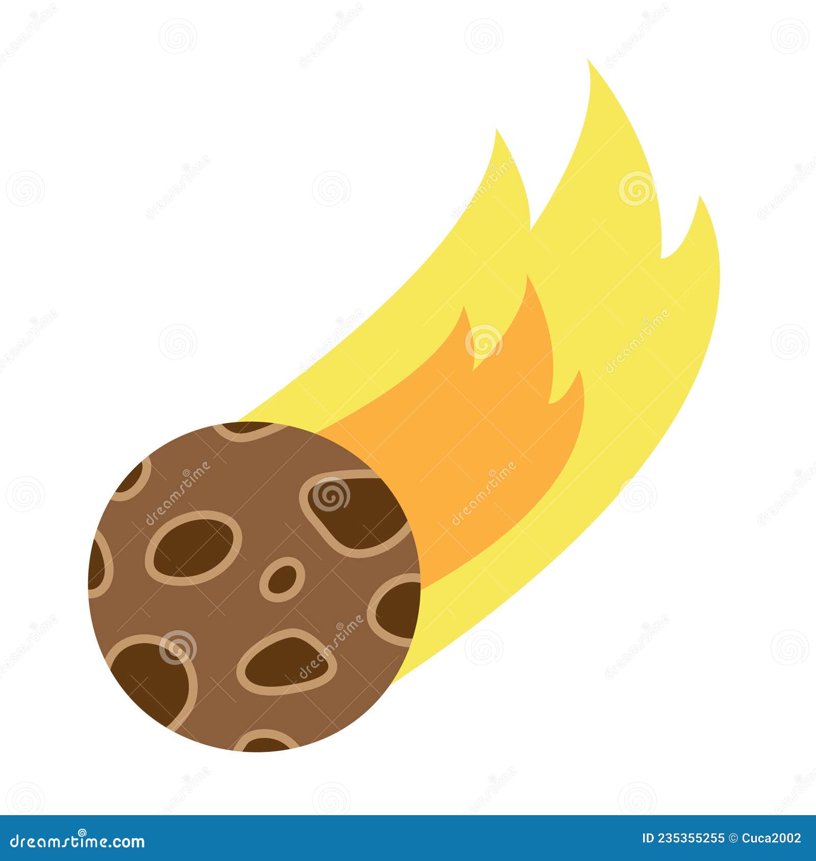 Falling Meteor or Meteorite with Fire Tail. Space Comet Stone. Vector ...