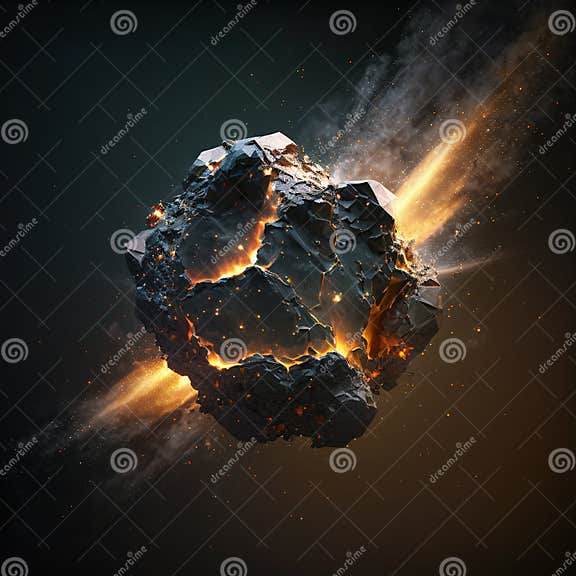 A Falling Meteorite with Fire Hitting a Planet S Surface Stock ...