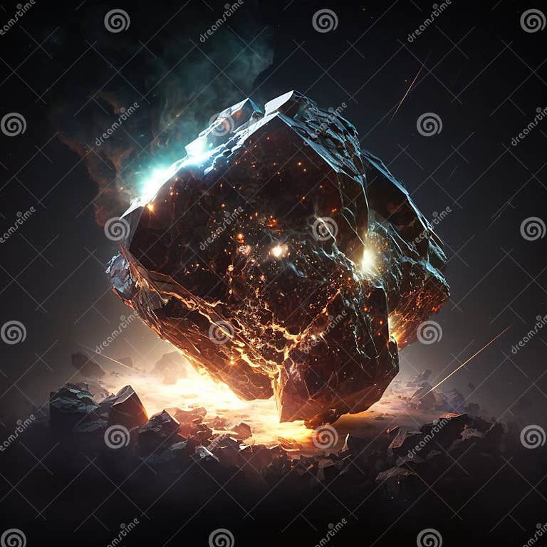 A Falling Meteorite with Fire Hitting a Planet S Surface Stock ...