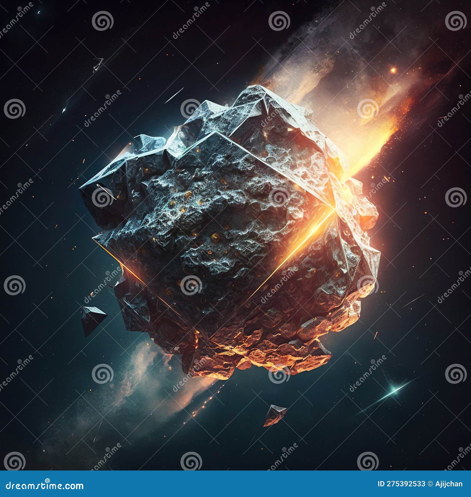 A Falling Meteorite with Fire Hitting a Planet S Surface Stock ...