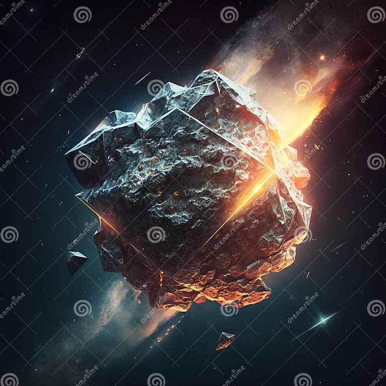 A Falling Meteorite with Fire Hitting a Planet S Surface Stock ...