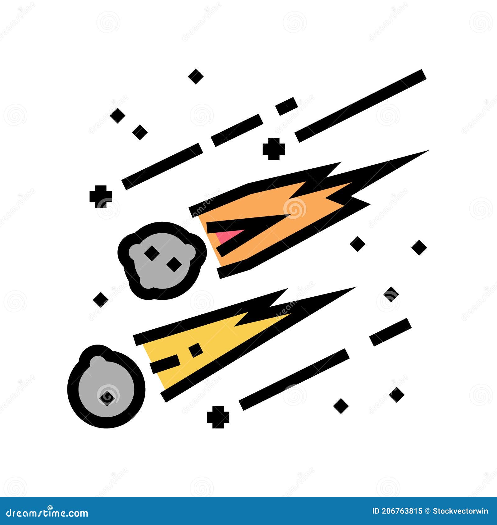 Falling Meteors Color Icon Vector Flat Illustration Stock Illustration ...