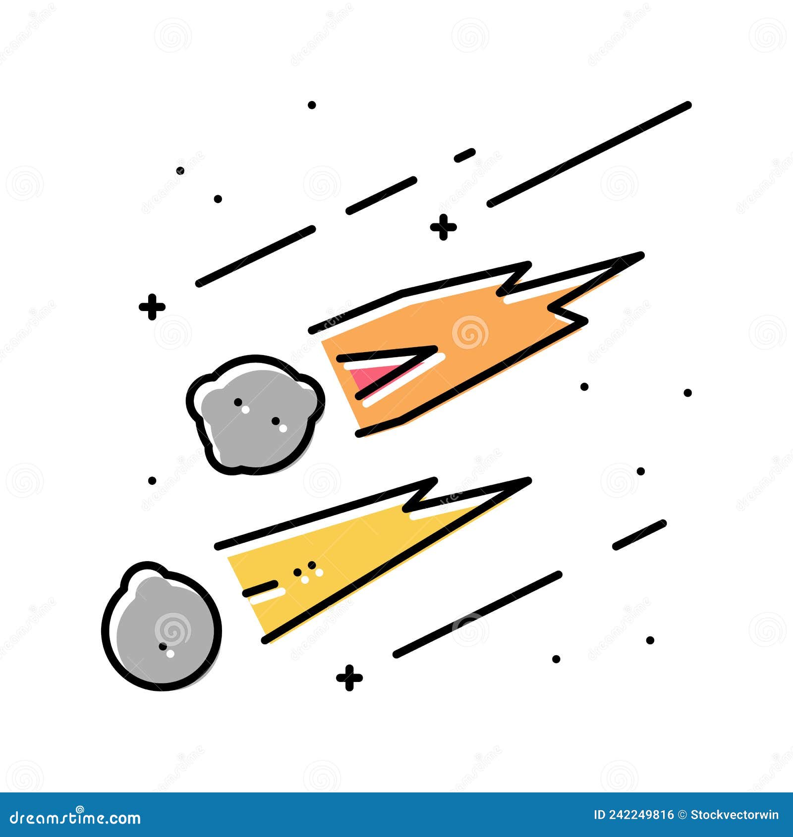 Falling Meteors Color Icon Vector Flat Illustration Stock Vector ...