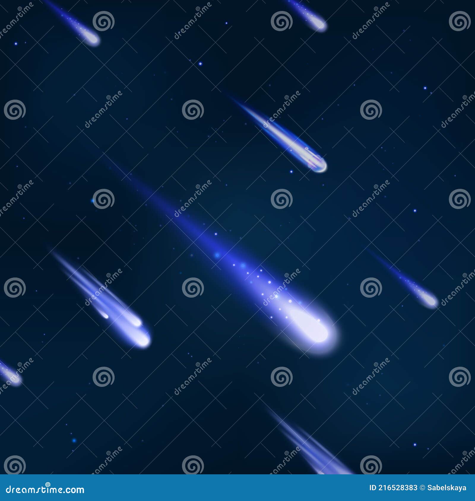 Falling Meteors or Comets on Cosmic Sky Backdrop, Realistic Vector ...