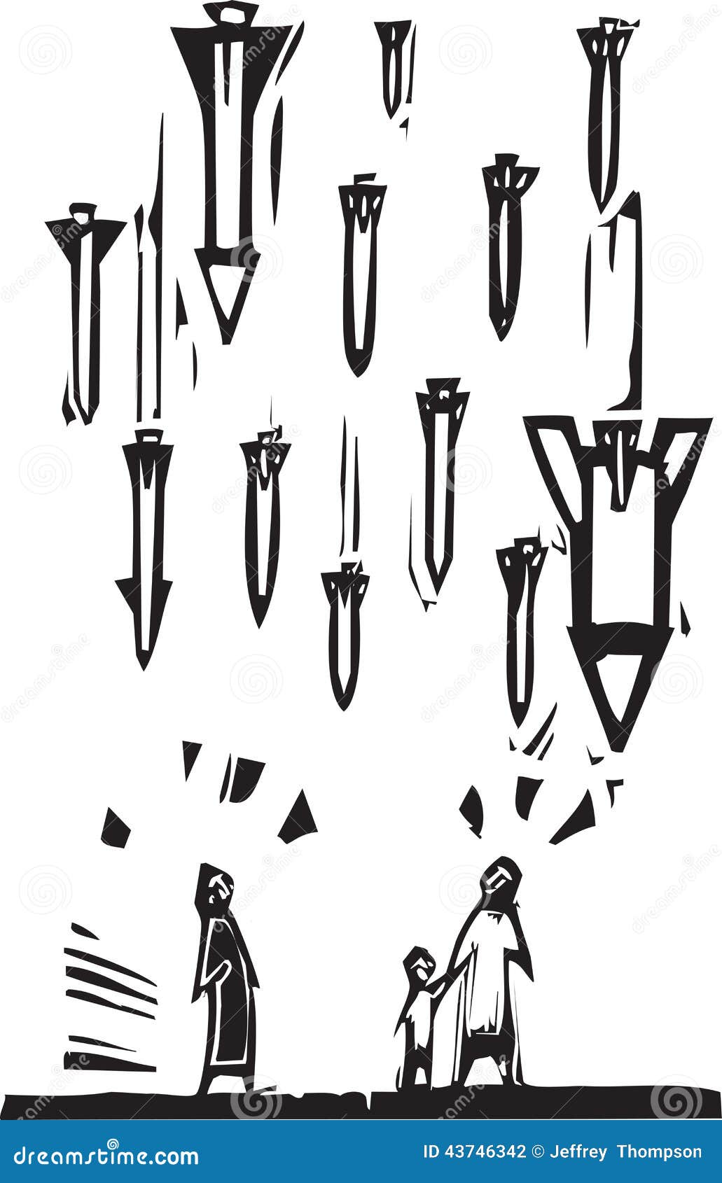 Missiles Are Falling Cartoon Vector | CartoonDealer.com #60676135