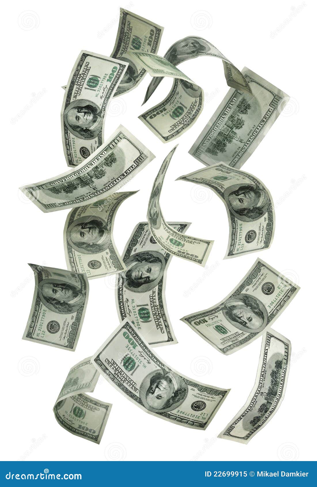 100 Dollar Bills Falling
