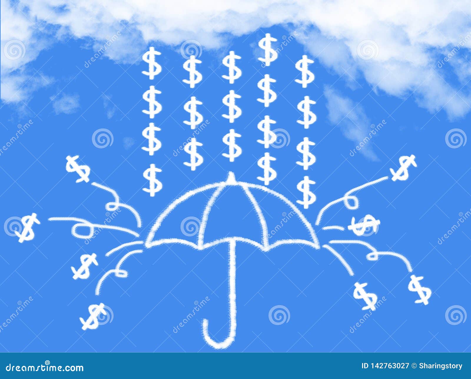 Falling Money with Cloud Shape Stock Illustration - Illustration of ...
