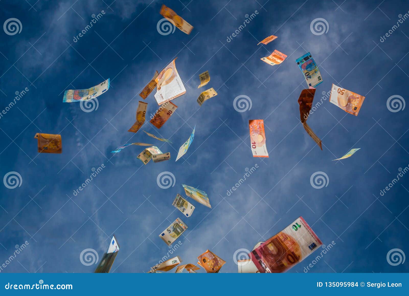 Falling money from the sky stock photo. Image of bill - 135095984